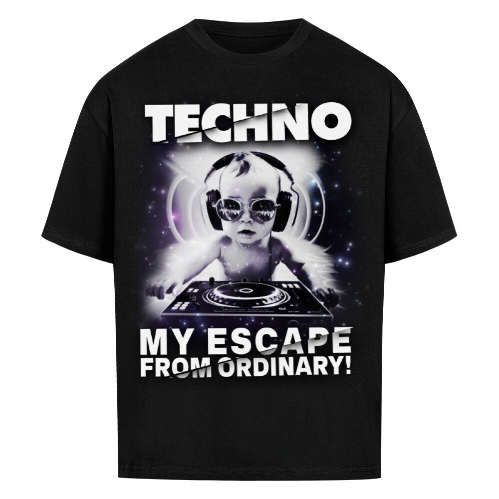 "Techno: my escape from ordinary!" Techno T-Shirt Oversized (Frontprint) | Festival Outfits ...